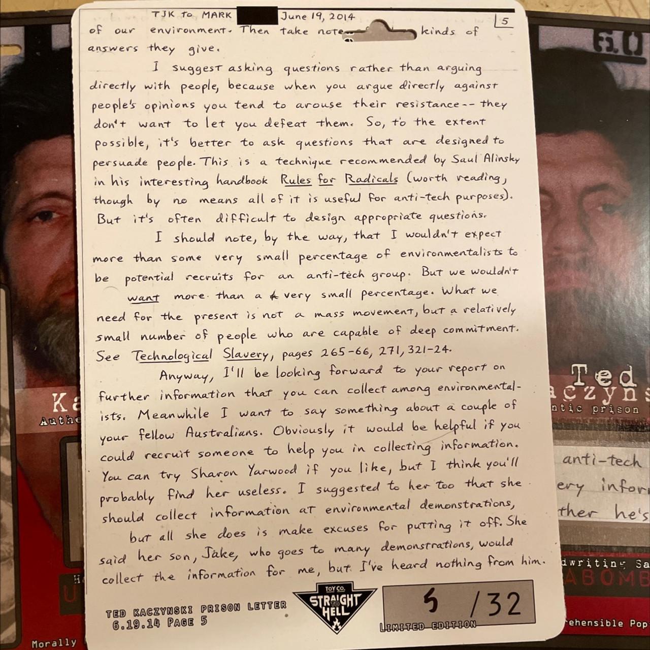 Ted Kaczynski's Correspondence with Mark from Australia | The Ted K Archive